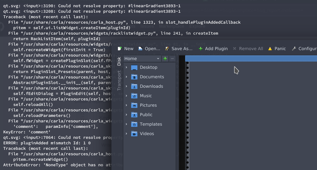 KeyError: 'comment' when loading any plugin in Carla · Issue #5345 · LMMS/lmms · GitHub