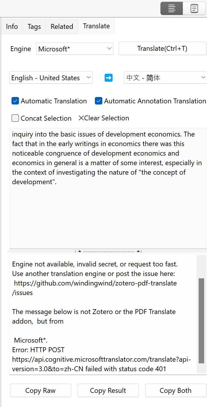 Microsoft API request method changed? · Issue #200 · windingwind/zotero-pdf-translate · GitHub