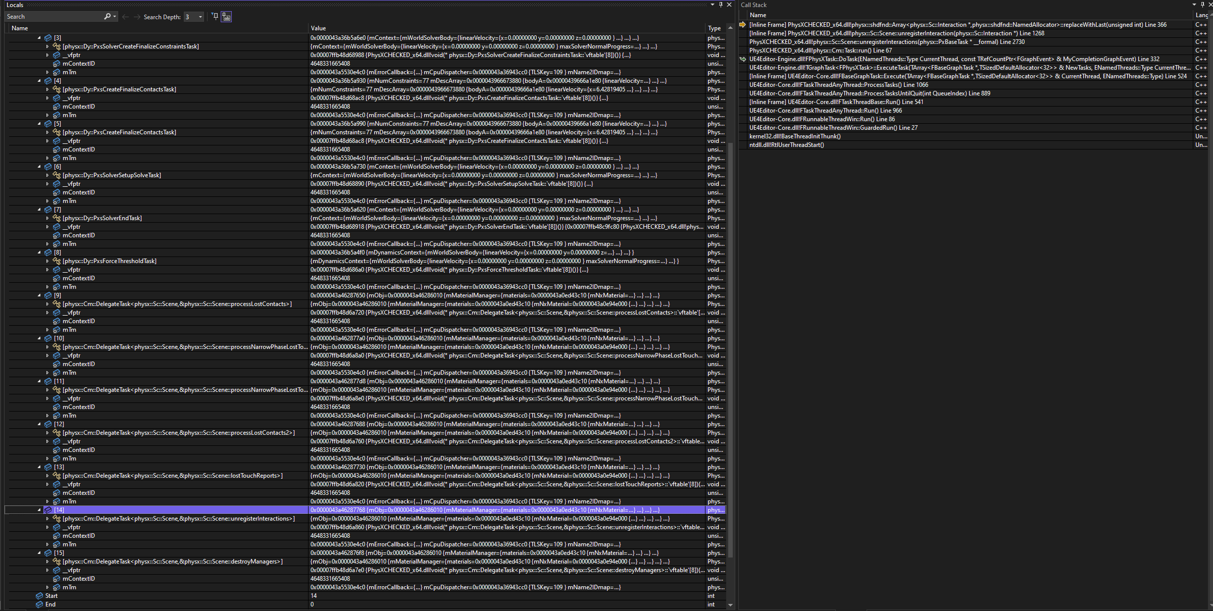 Crash in 'Sc::Scene::unregisterInteractions' · Issue #480 · NVIDIAGameWorks/PhysX · GitHub