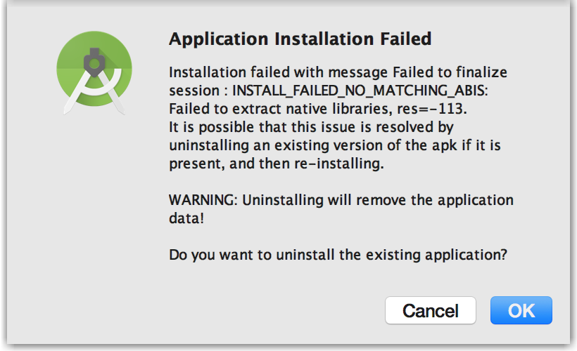 "Application installation failed" when run on simulator - INSTALL_FAILED_NO_MATCHING_ABIS ...