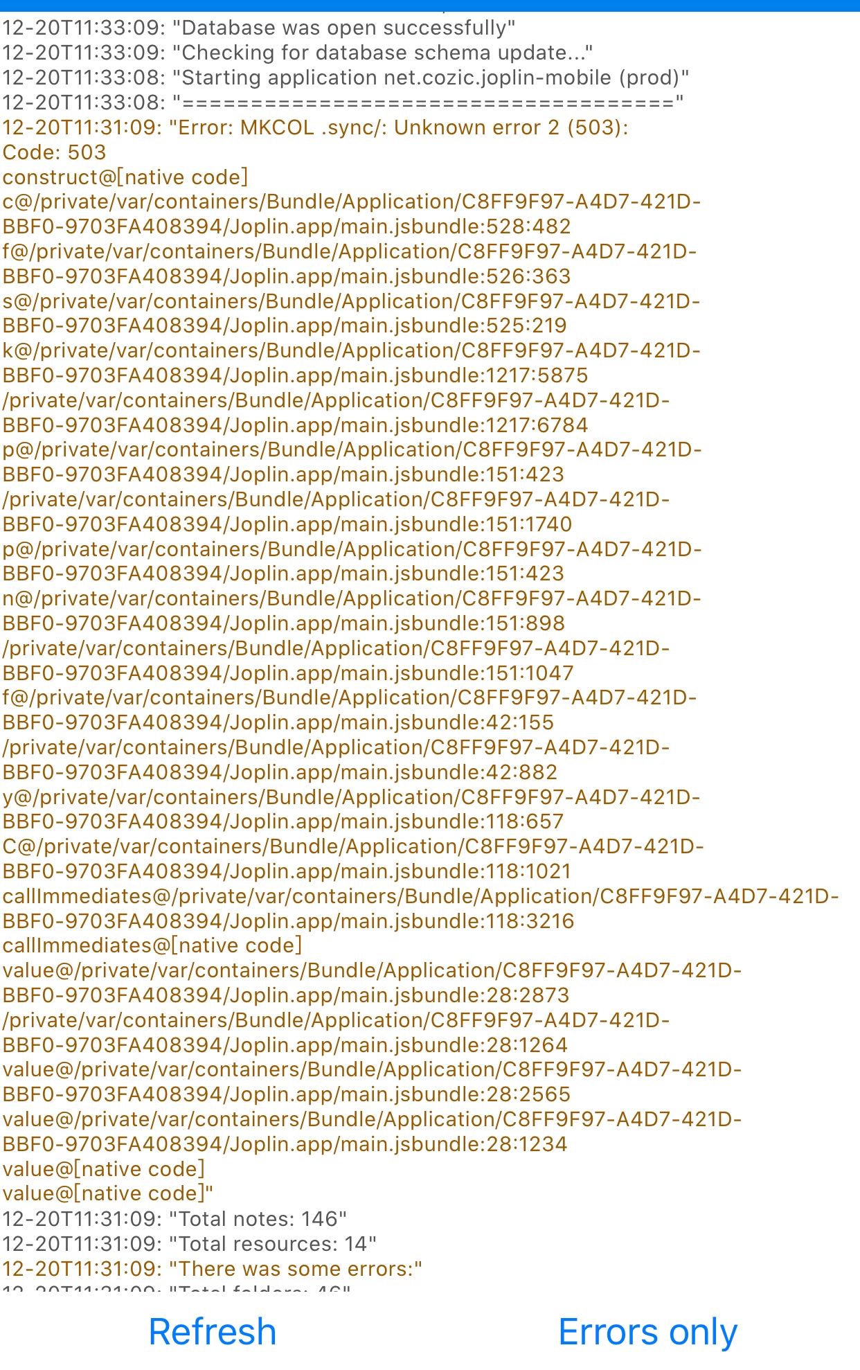 Joplin [IOS version] Put 503 Error · Issue #2209 · laurent22/joplin · GitHub