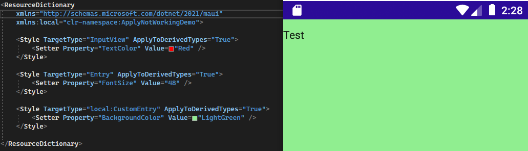 Applytoderivedtypes Not Working For Implicit Styles · Issue 9648 · Dotnetmaui · Github
