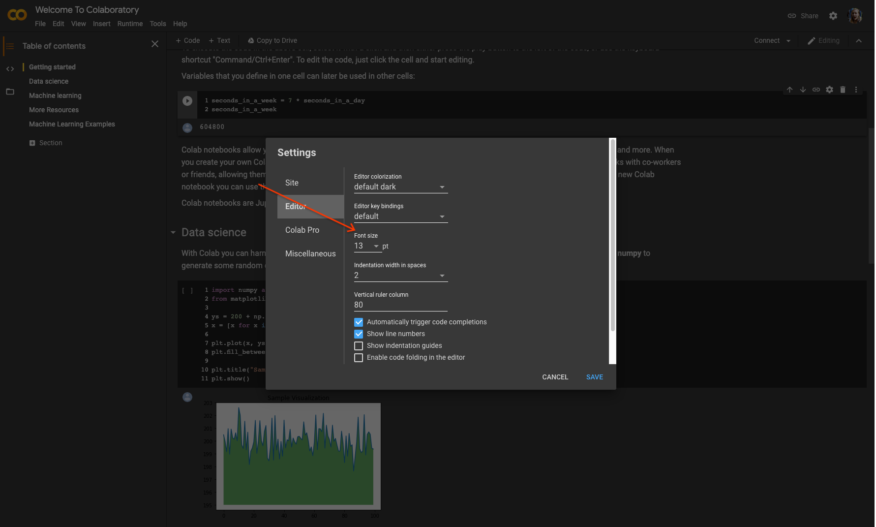 Allow Changing Font Size And Picking Font Type Inside The Code Cell