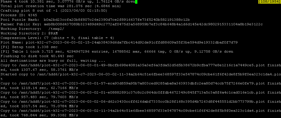 Plotting stuck on copy multiple destinations · Issue #142 · madMAx43v3r/chia-gigahorse · GitHub