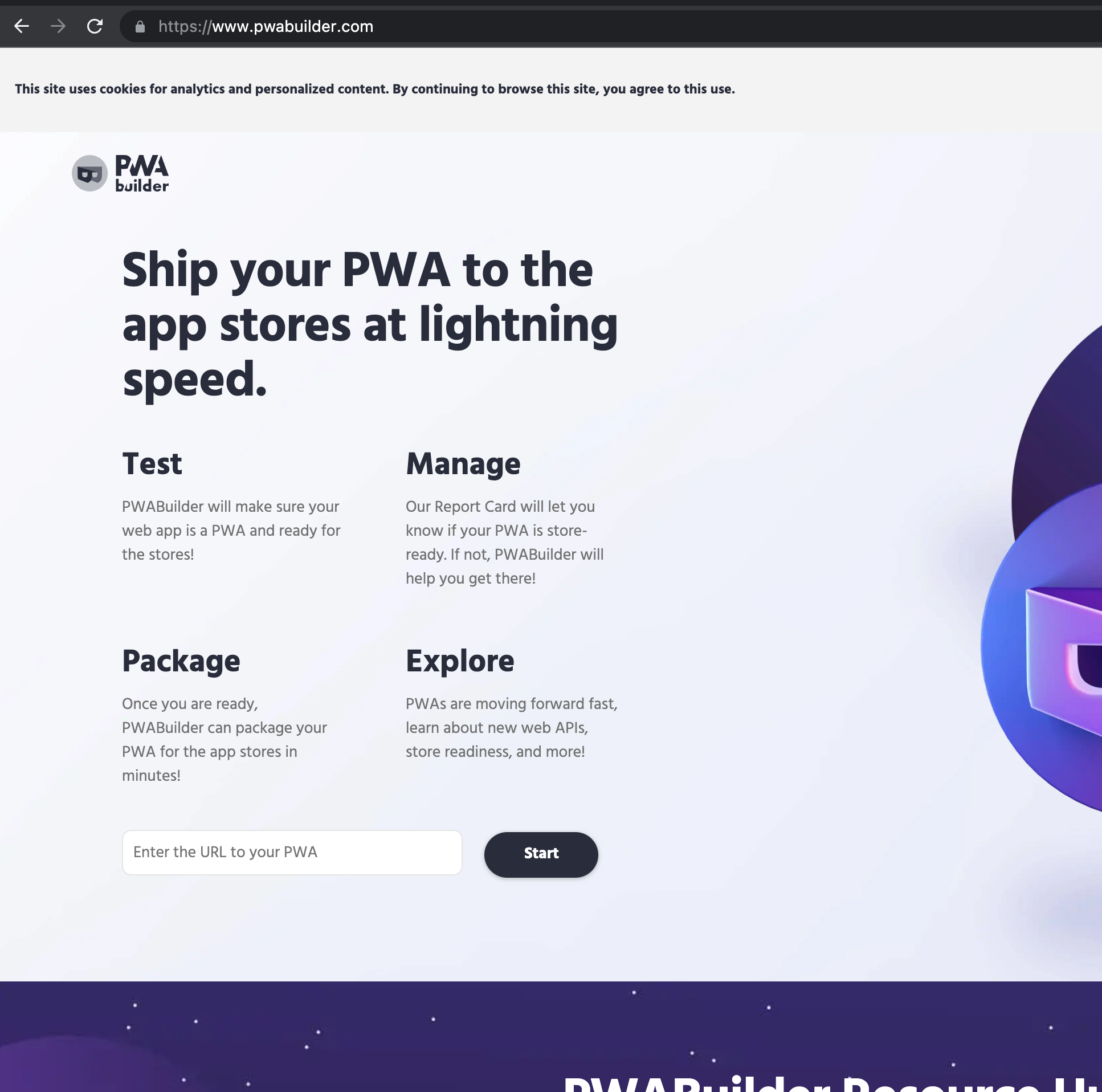 "Start" button website not working · Issue #2183 · pwa-builder/PWABuilder · GitHub