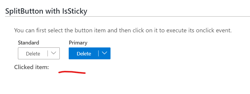 Button text not showing after clicking one of the buttons in `SplitButton` with `IsSticky ...