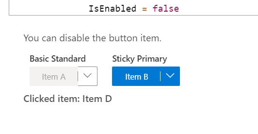 Button text not showing after clicking one of the buttons in `SplitButton` with `IsSticky ...