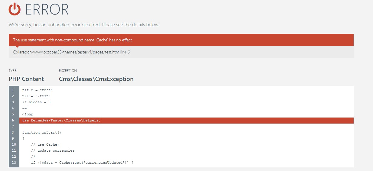 Validation Error in Theme File PHP Code Section Parser · Issue #5205 · octobercms/october · GitHub