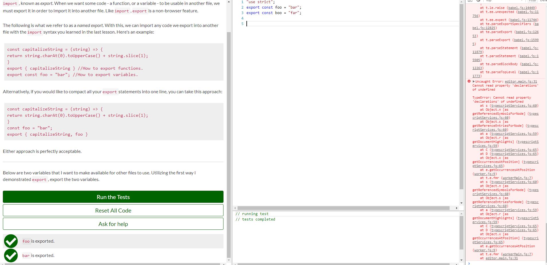 Tasks has wrongly spelled variable (bar or boo) at "use-export-to-reuse-a-code-block" · Issue ...