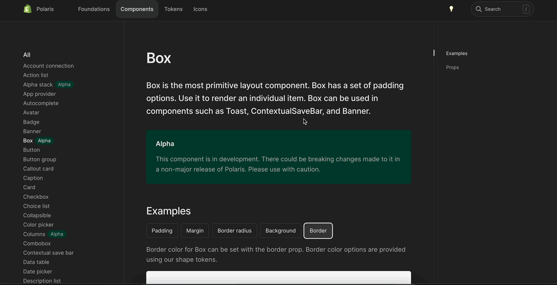 [Layout foundations] Add alpha pages in style guide for Box, Inline, Columns, Stack, and Tiles ...