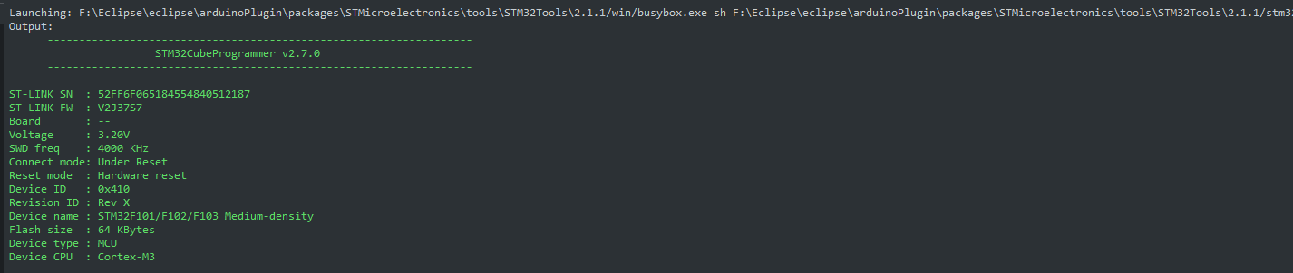 Sloeber - STM32Bluepill - fail to call STM32Cube to download target ...