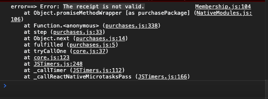 The receipt is not valid. · Issue #466 · RevenueCat/react-native-purchases · GitHub