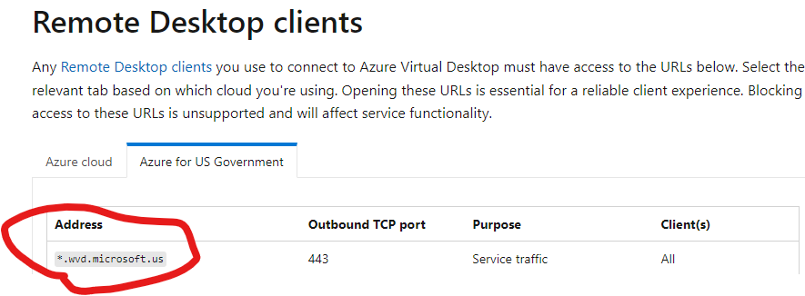 For Azure Gov -- Should it be *.wvd.azure.us and not *.wvd.microsoft.us? · Issue #96057 ...