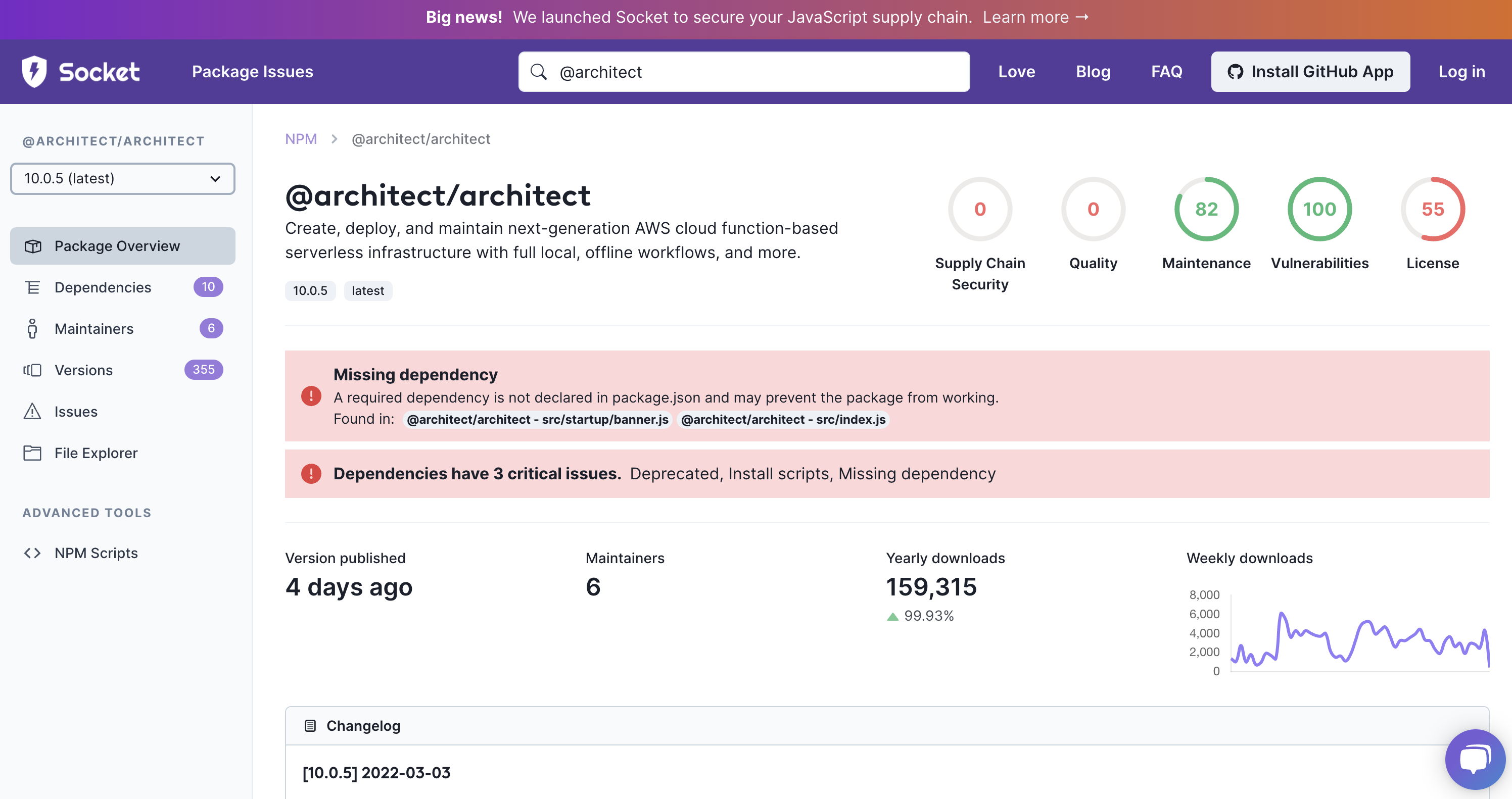 socket.dev issues · Issue #1324 · architect/architect · GitHub