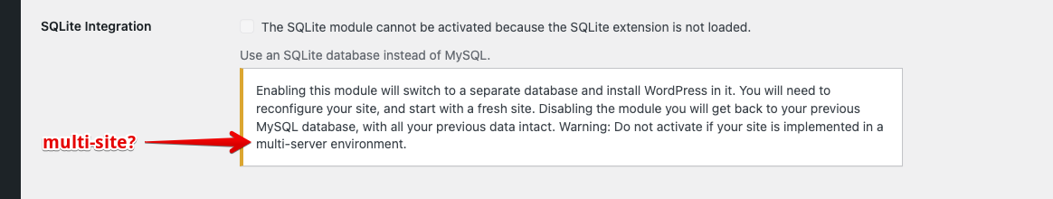 Clarify language around multi-server environment in SQLite settings · Issue #609 · WordPress ...