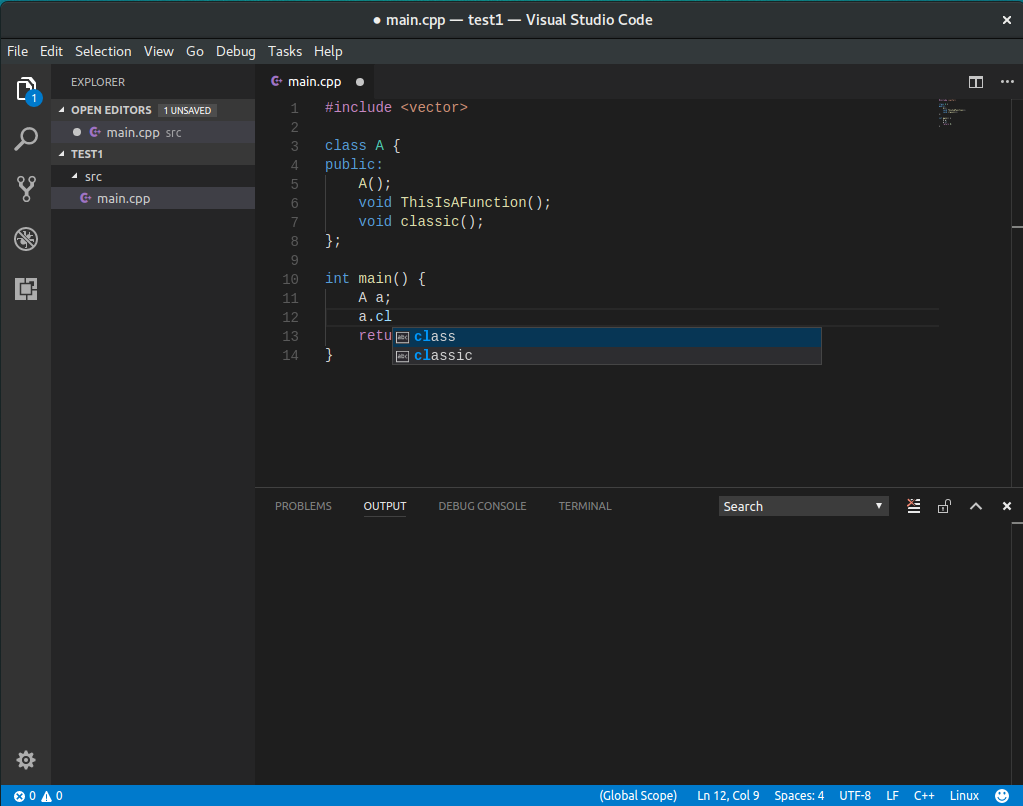 Auto-Completion not listing the member function in the class properly ...