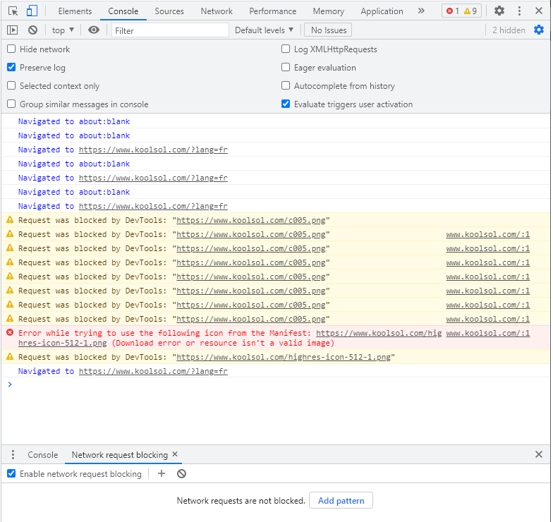 Request was blocked by DevTools · Issue #12362 · GoogleChrome/lighthouse · GitHub
