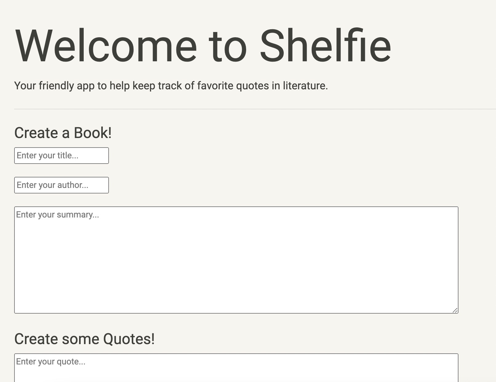 GitHub - cupofcake92/shelfie_frontend: A single page web application that allows a user to ...