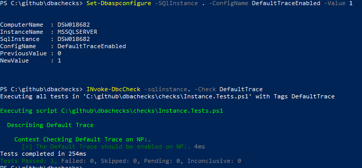 DefaultTrace check succeeds when run individually but fails when run as part of Instance checks ...