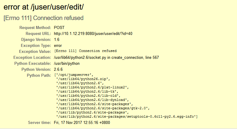 添加用户出现：[Errno 111] Connection refused · Issue #816 · jumpserver ...