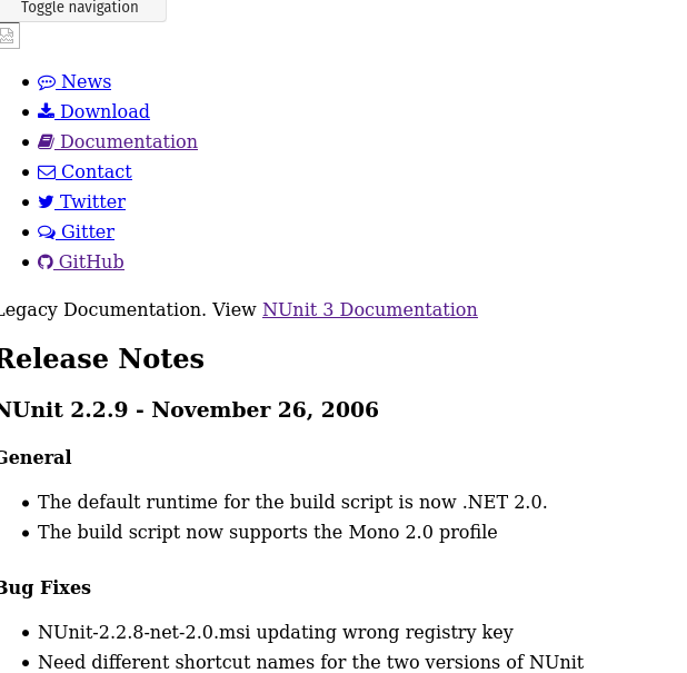 Older documentation seems to have lost its stylesheet · Issue #518 · nunit/docs · GitHub