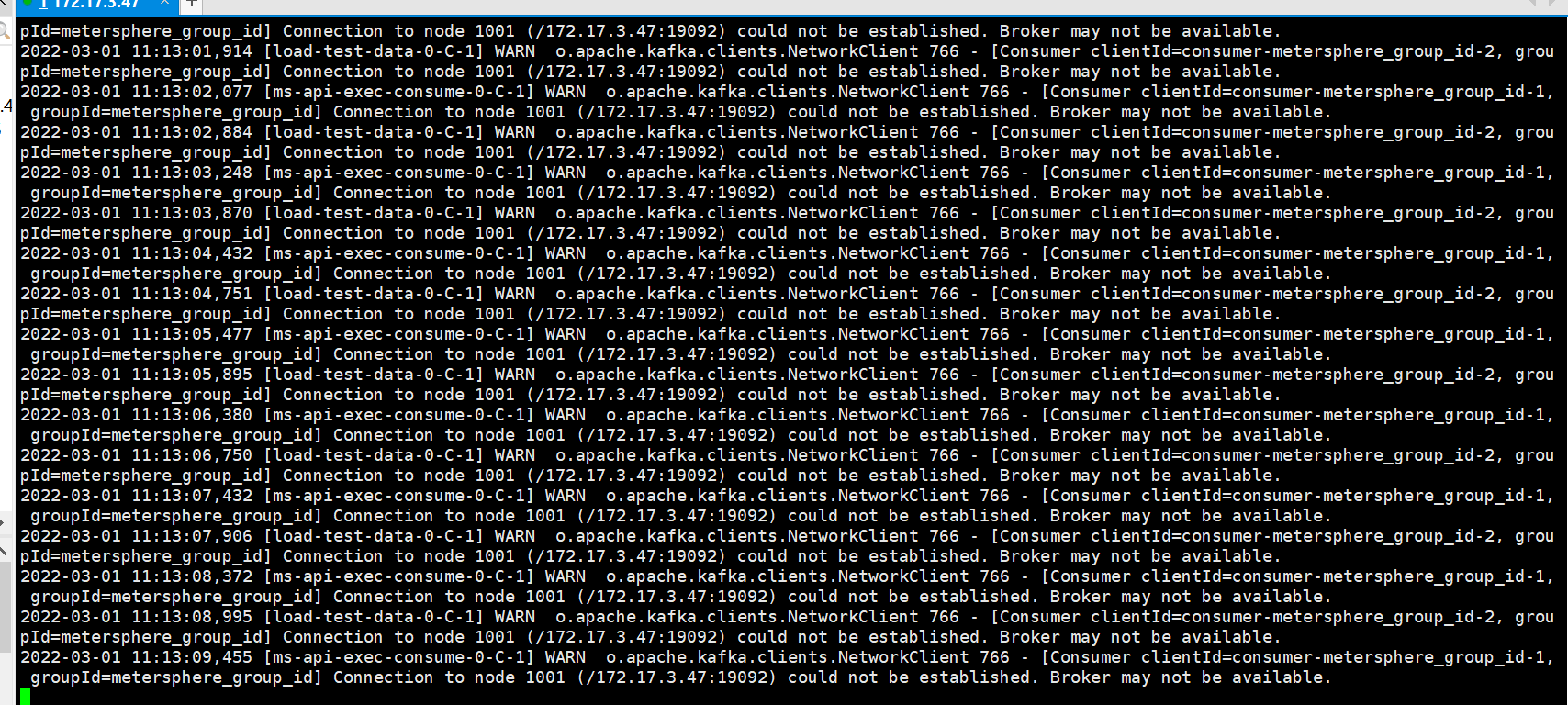 Bug 1172到1180 Kafk 一直启不来 后台报错 · Issue 11067 · Meterspheremetersphere · Github