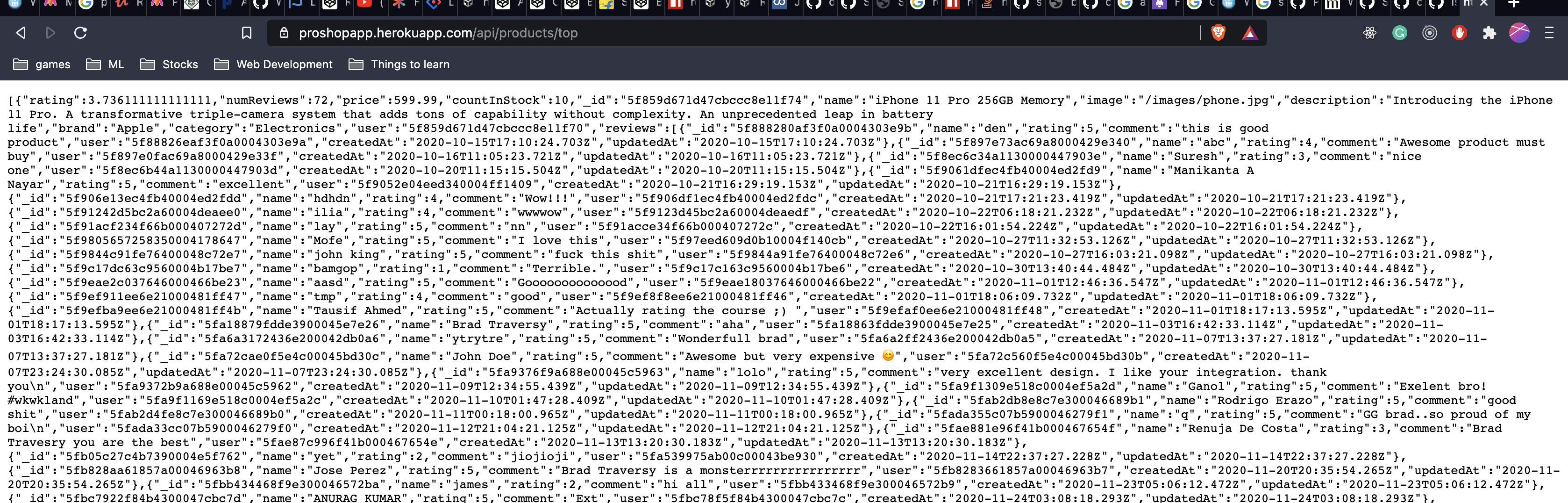 Data Are Visible In Browser · Issue 159 · Bradtraversy Proshop Mern · Github