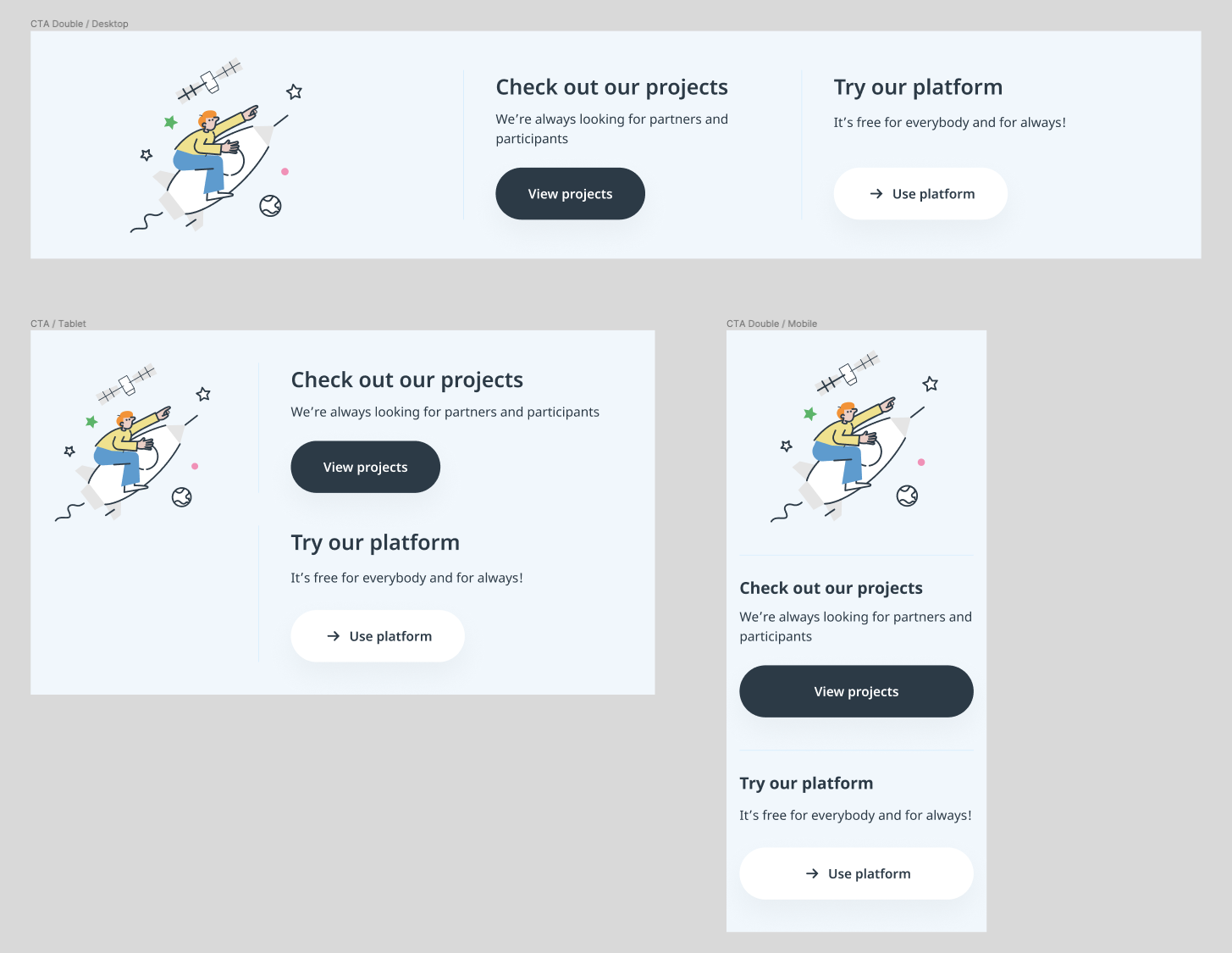 TASK: Double CTA design and edits check-over · Issue #480 · citizenos/citizenos-web · GitHub
