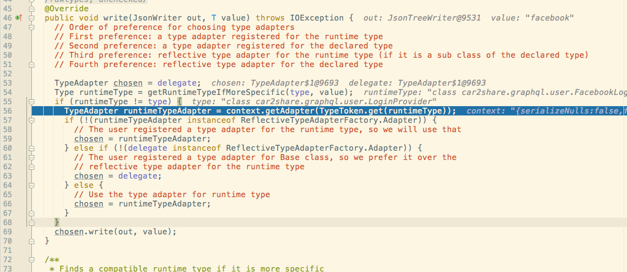Problem with TypeAdapterRuntimeTypeWrapper and logic in ...