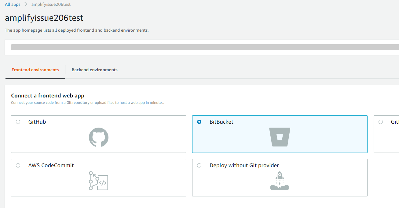 Cannot select BitBucket with Connecting a frontend web app · Issue #613 · aws-amplify/amplify ...