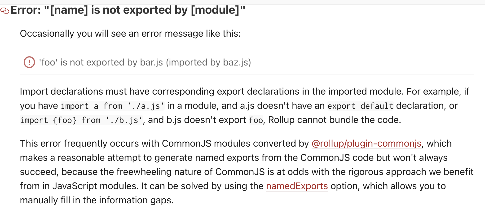 Error: "[name] is not exported by [module]" · Issue #1331 · rollup/plugins · GitHub