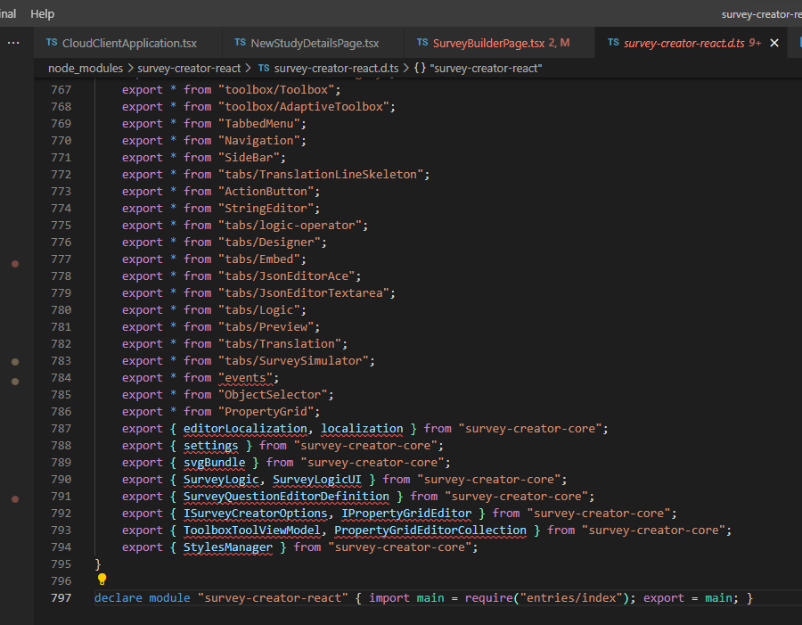 Type errors from survey-creator-react · Issue #3894 · surveyjs/survey-creator · GitHub
