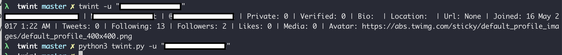 [QUESTIONS] twint and python3 twint.py don't show the same results · Issue #309 · twintproject ...