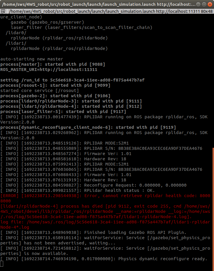 Error, cannot retrieve rplidar health code: 80008000 · Issue #133 · Slamtec/rplidar_ros · GitHub