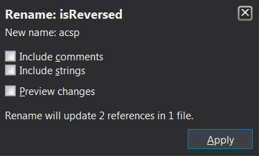 Rename keeps focus with the Rename dialog · Issue #2659 · VsVim/VsVim · GitHub