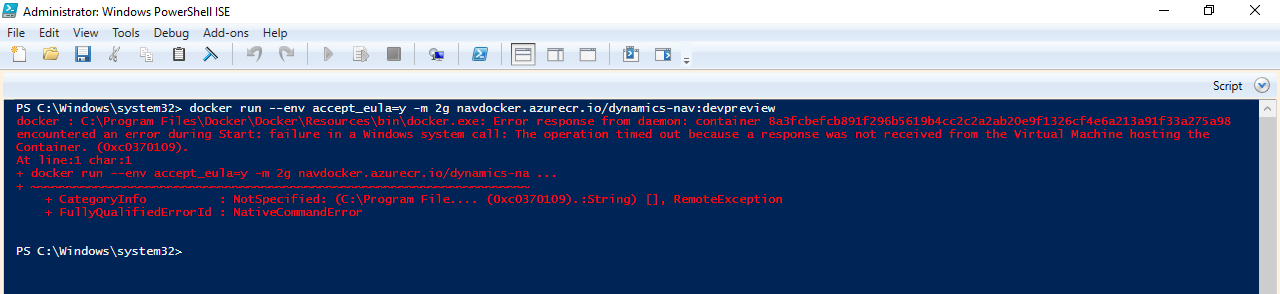 Error response from daemon: container · Issue #59 · microsoft/nav-docker · GitHub