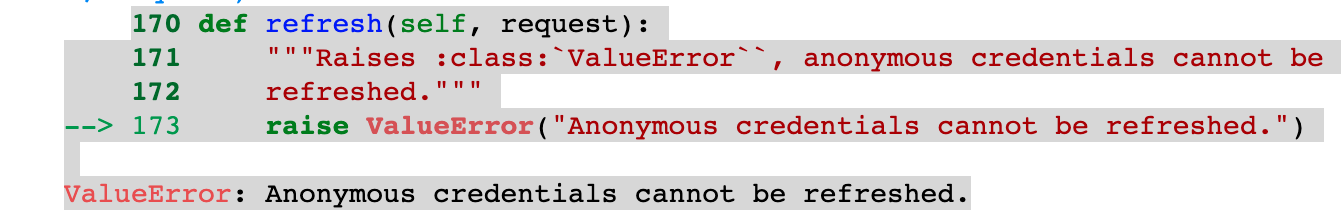 [SETUP-BUG] ValueError: Anonymous credentials cannot be refreshed · Issue #6471 · mlflow/mlflow ...