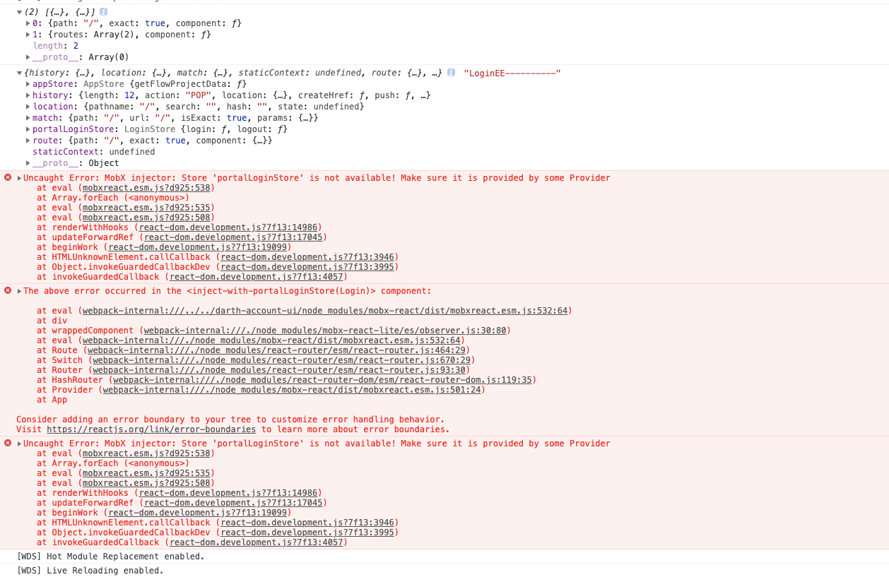 Local Npm Link Package Containing Mobx Mobx React Show Mobx Injector Store Portalloginstore