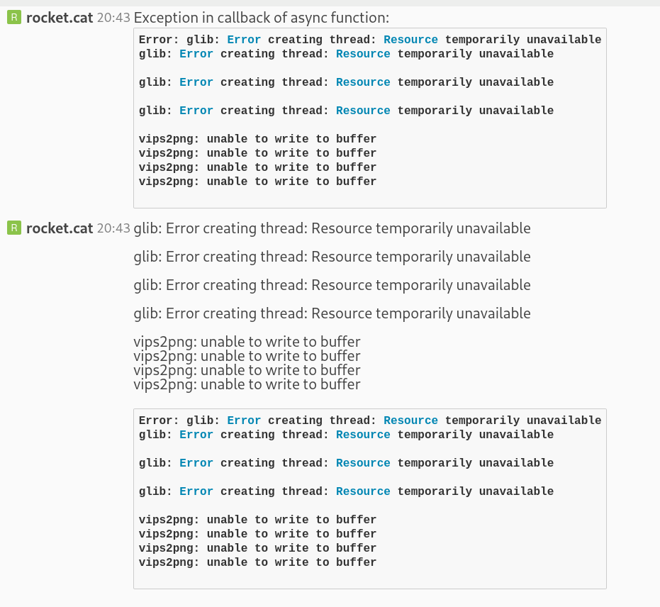 Error: vips2png: unable to write to buffer · Issue #17178 · RocketChat/Rocket.Chat · GitHub