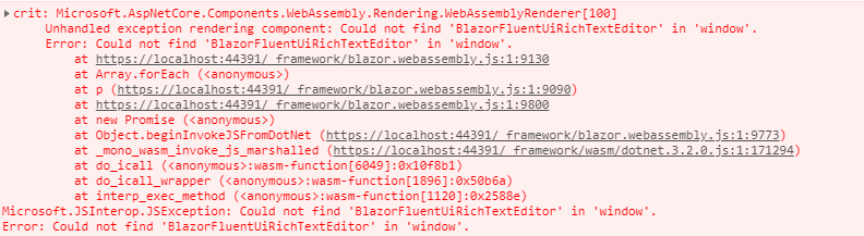Could not find 'BlazorFluentUiRichTextEditor' in 'window' · Issue #261 · BlazorFluentUI ...