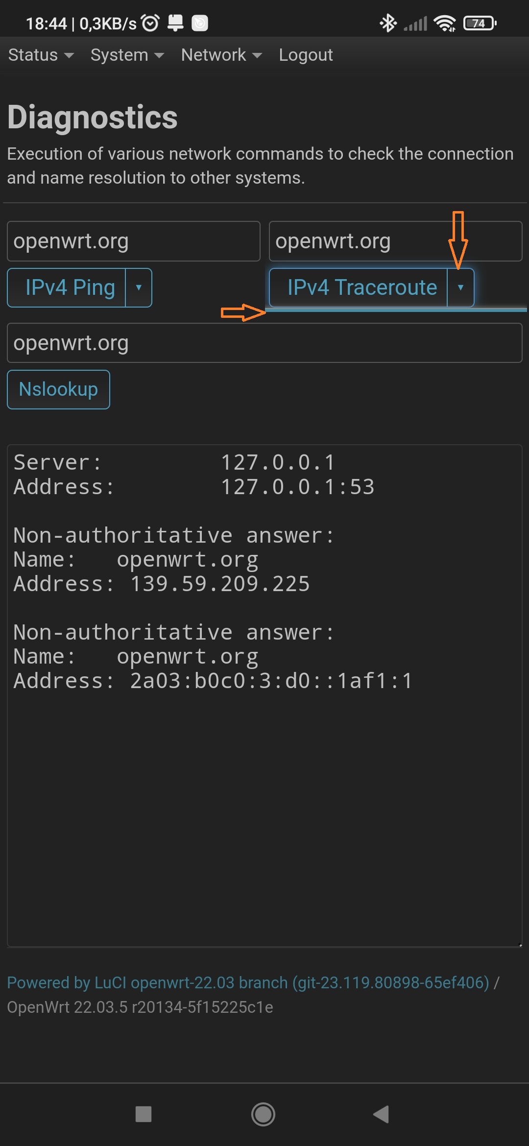 In Diagnostics option in mobile version there is no visible options in the drop-down list ...