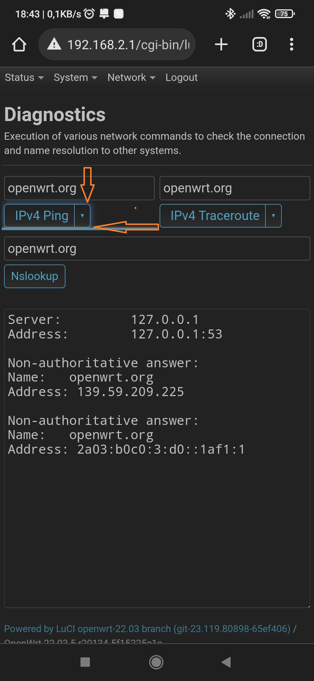In Diagnostics option in mobile version there is no visible options in the drop-down list ...