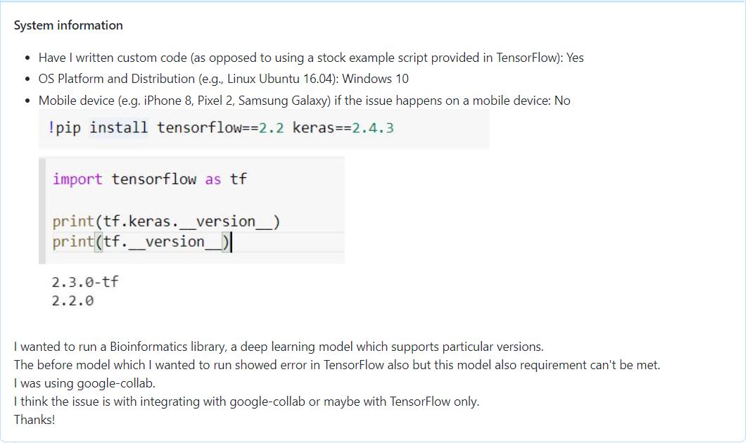 Loading The Versions Of Tfs And Keras · Issue 15334 · Keras Teamkeras · Github 