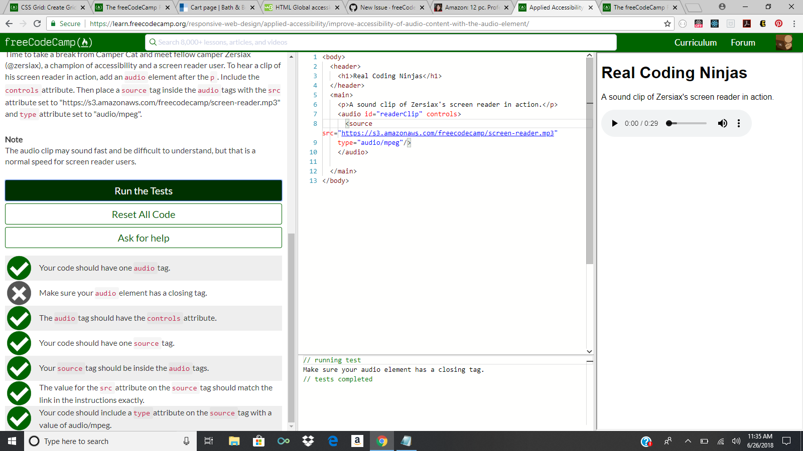 Applied Accessibility: Improve Accessibility of Audio Content with the audio Element Bug · Issue ...