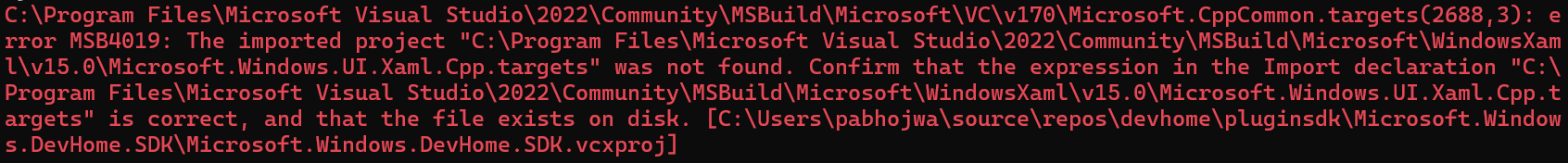 An assortment of errors when trying to build PluginSDK · Issue #1214 · microsoft/devhome · GitHub