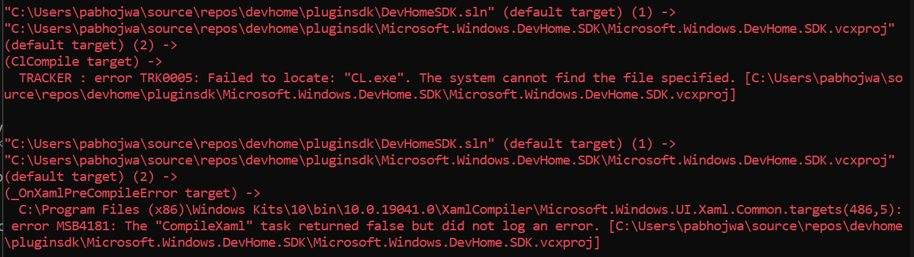An assortment of errors when trying to build PluginSDK · Issue #1214 · microsoft/devhome · GitHub