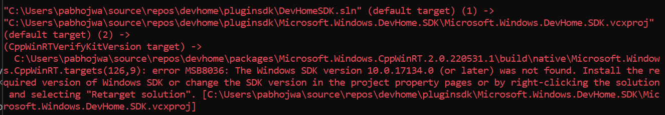 An assortment of errors when trying to build PluginSDK · Issue #1214 · microsoft/devhome · GitHub