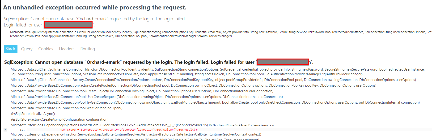 SqlException: Cannot open database "XXXX" requested by the login · Issue #4834 · OrchardCMS ...
