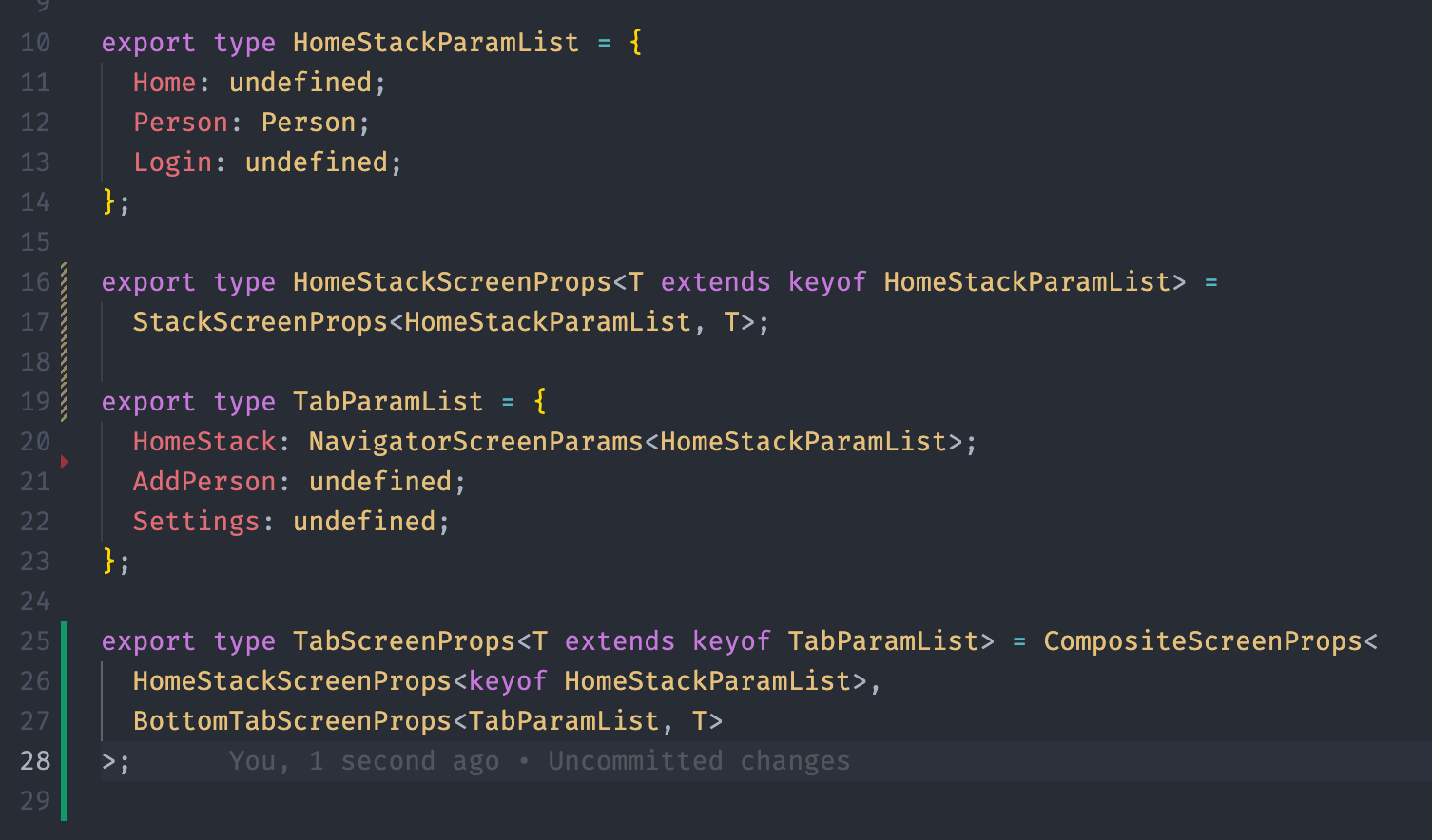CompositeScreenProps - route correctly typed, navigation set to any ...