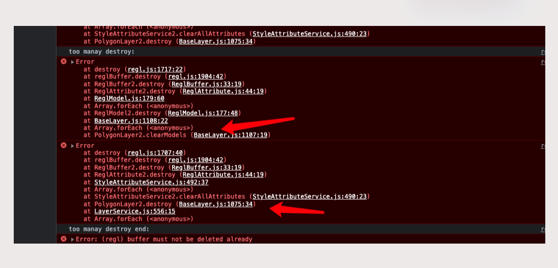 l7 destory 有概率 (regl) buffer must not be deleted already · Issue #1742 · antvis/L7 · GitHub
